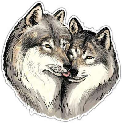 Wolves Heart Love Wolf Wild Animal Car Bumper Window Sticker Decal 4.6 ...