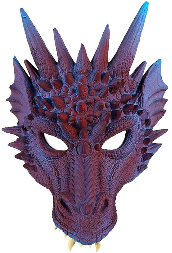 Dragon Fancy Dress Mask Fantasy Latex Halloween Adult Mens Costume ...