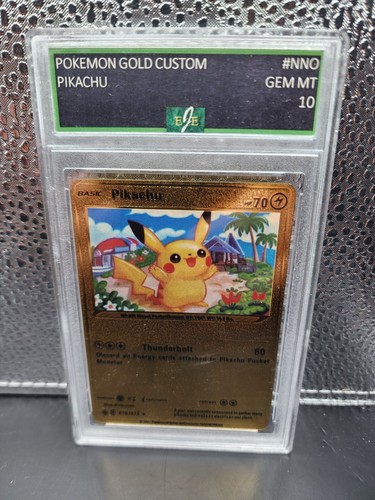 Pikachu Thunderbolt Gold Foil Fan Art Pokemon Card 075/073 Card NM GEM ...