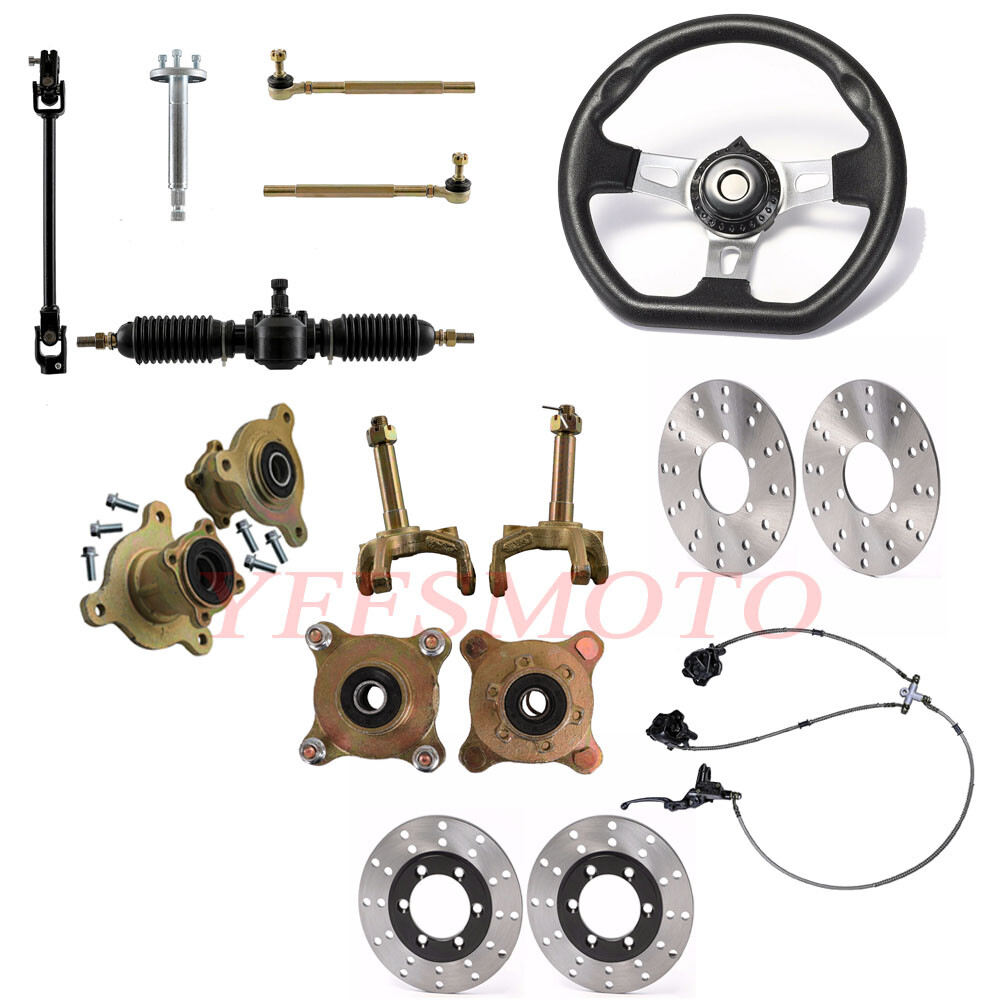 Go Kart 3 Bolt Steering Wheel Gear Rack Pinion Shaft Stub Hubs Rotor ...