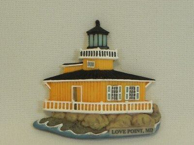 Love Point Maryland Lighthouse Magnet, Yellow Resin Refrigerator Magnet ...