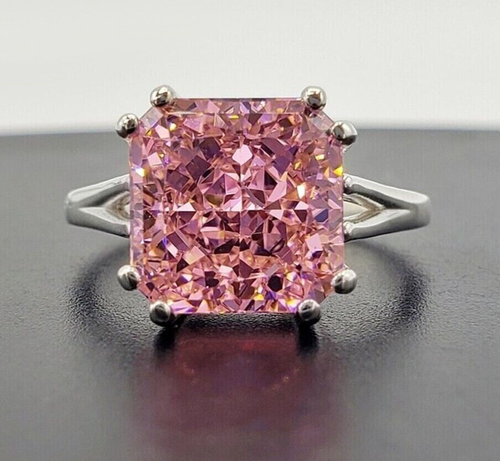 4.00 Ct Certified Asscher Cut Pink Natural Diamond 925 Silver ...