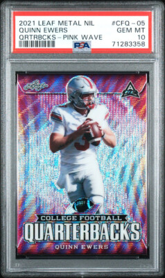 2021 Leaf Metal QB QUINN EWERS Silver Prizm PINK WAVE RC # /10 PSA 10 ...