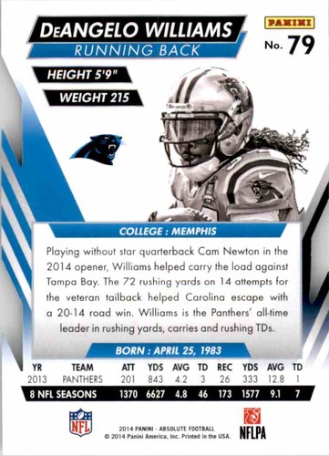 2014 Absolute Retail DeAngelo Williams #79 (69522) | eBay