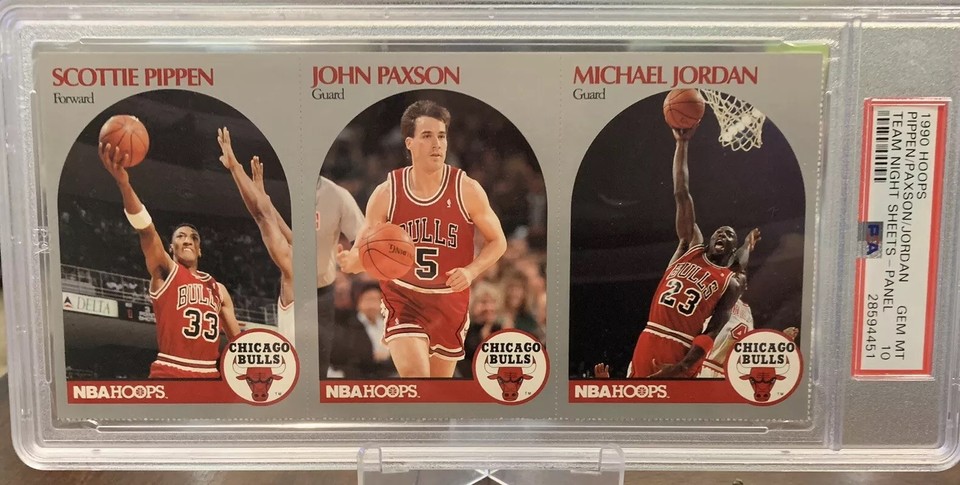 1990 NBA Hoops PSA 10 Uncut Team Sheets Michael Jordan, Paxson, Pippen ...