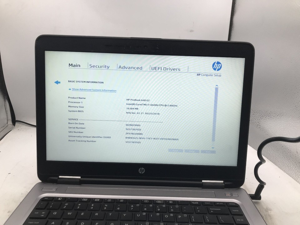 HP PROBOOK 640 G2 - BOOTS TO BIOS - INTEL I7 6600U - 14" - 16G RAM ...
