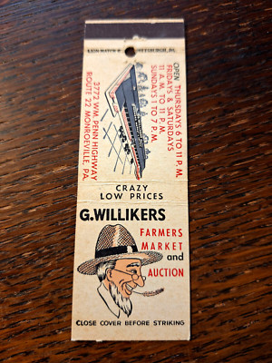 Vintage Matchbook: G. Willikers Farmers Market & Auction, Monroeville ...