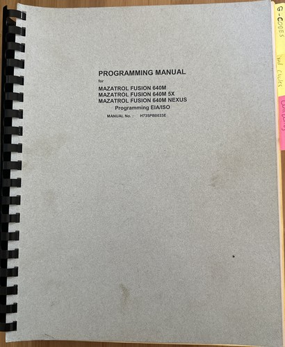 Programming EIA/ISO Mazak Mazatrol Fusion 640M Nexus Manual - M264 | eBay
