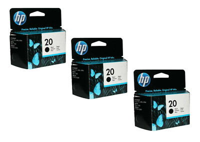3 x Original Ink HP No. 20 Deskjet 610c 615c 640c 642c 656c / C6614D ...