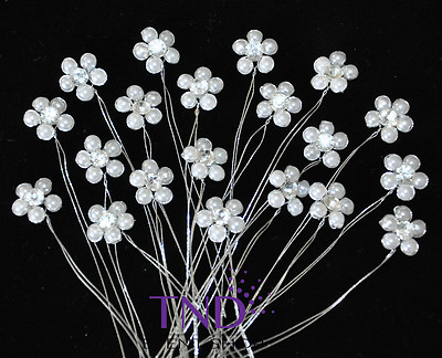 20-PACK PEARL & RHINESTONE FLOWER BOUQUET PICKS | eBay