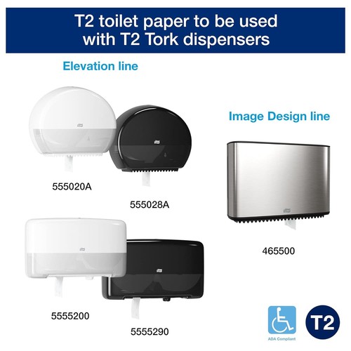 Tork Mini Jumbo Toilet Paper Roll White T2, Advanced, 1-Ply, 12 x 1200 ...
