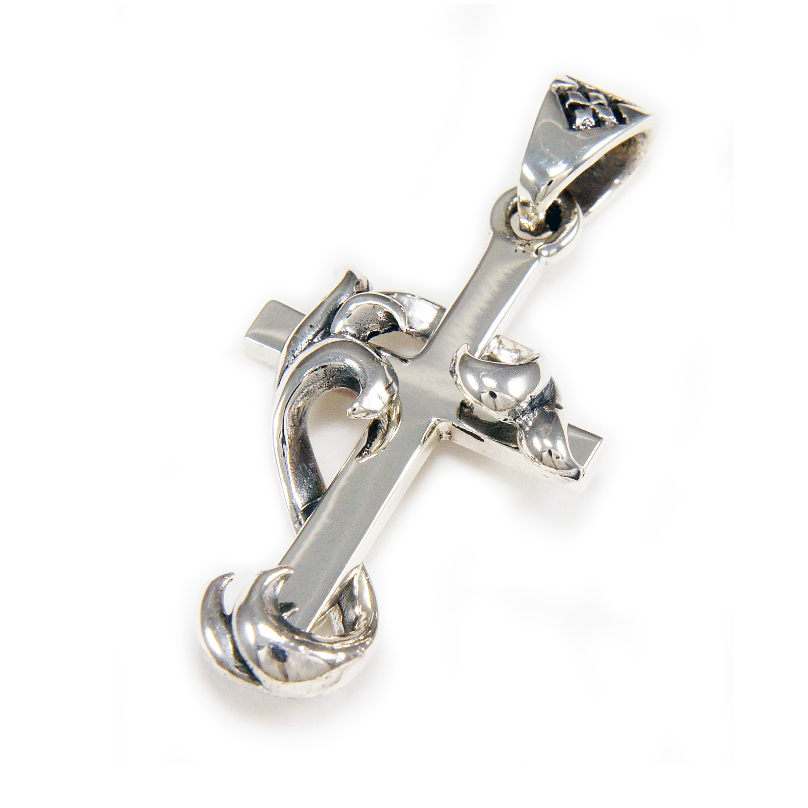 ARABESQUE CROSS 925 STERLING SILVER BIKER GOTHIC ROCKABILLY PENDANT gs ...