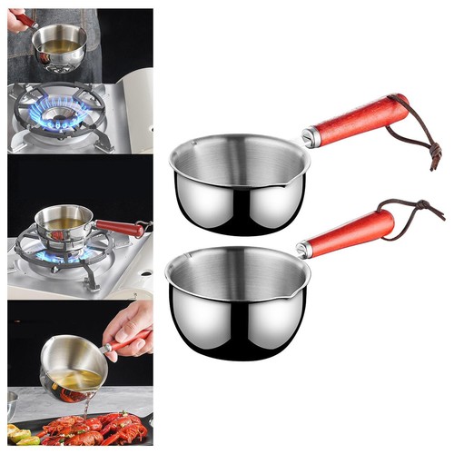 Mini Stock Pot, Long Handle Butter Coffee Milk Warmer, Double Spout ...