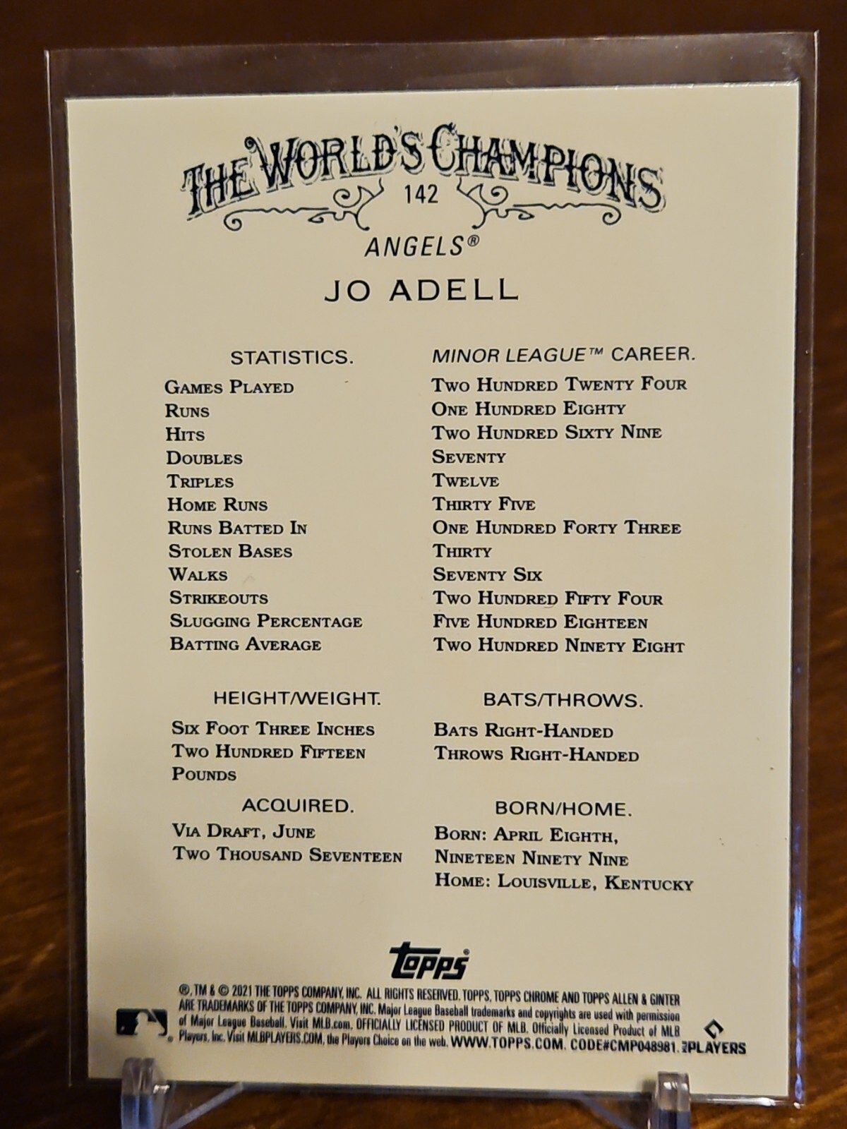 2021 Topps Allen & Ginter Chrome 142 Jo Adell Angels Rookie Baseball ...