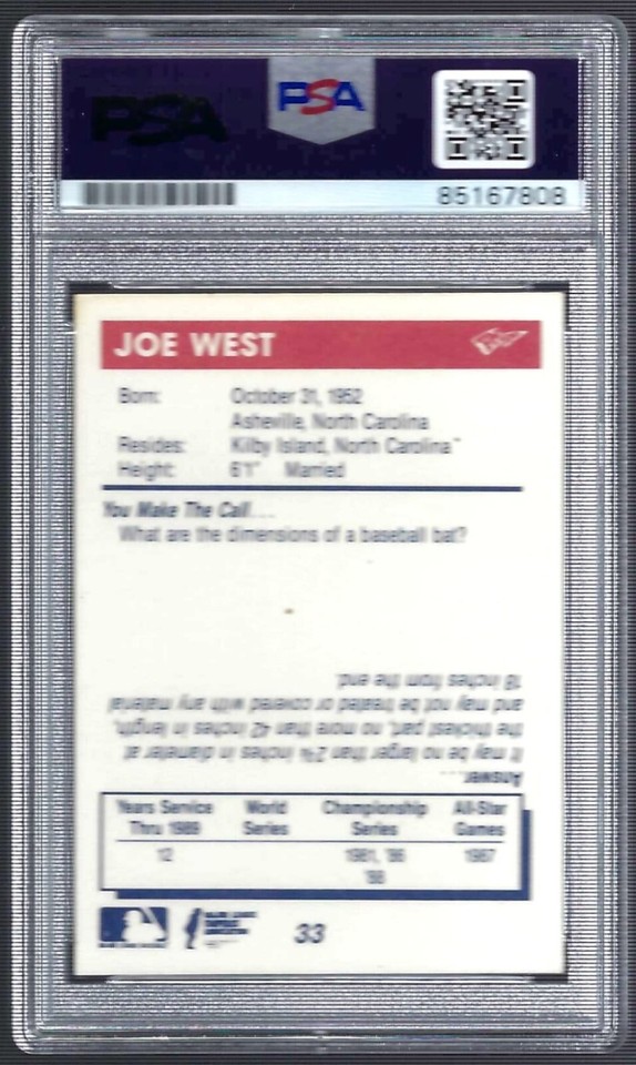1990 T/M Umpires #33 NL Joe West PSA/DNA Signed Auto Autograph | eBay