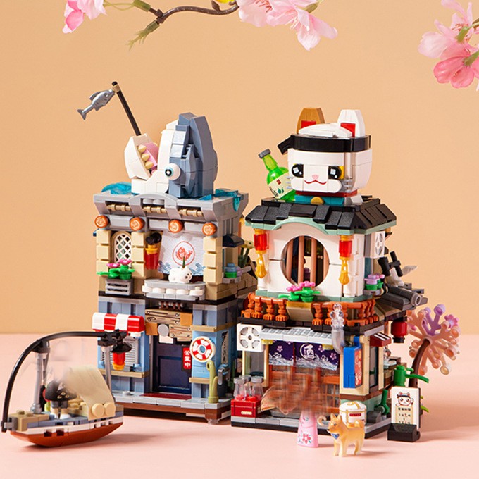 LOZ Bricks City Street View Halloween Christmas Mini Modular Building ...