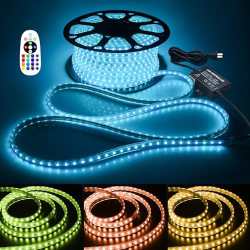 110V LED Light Strip RGB Outdoor Waterproof LED Rope Lights for Bedroom ...
