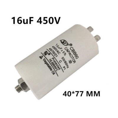 CBB60 16MFD 16uF 450V AC Motor Start RUN Capacitor with tabs and Screw ...
