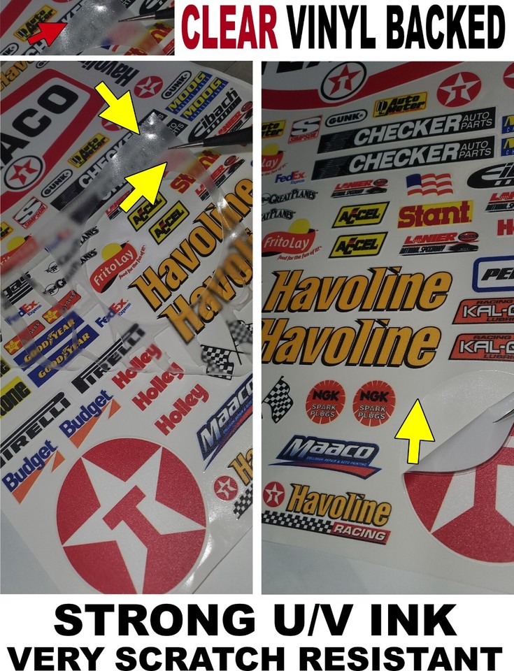 Clear Vinyl Racing Sticker Sheet 114 -R/C MODEL Die-cut-Decal 1/16th -1 ...