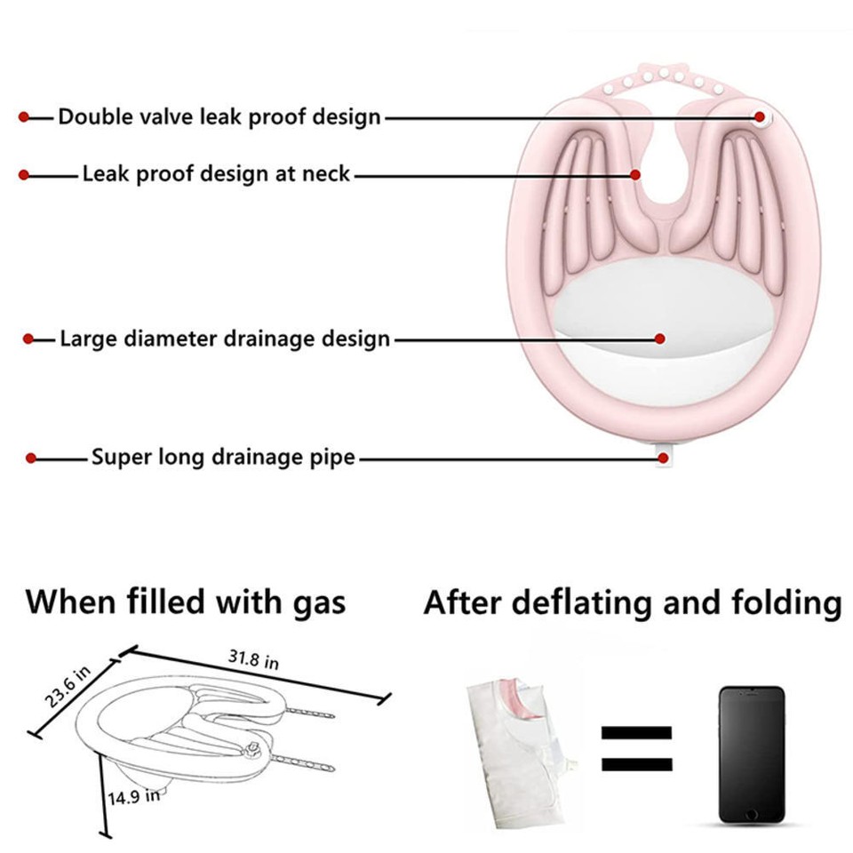 Inflatable Hair Washing Tray Rinse Basin Portable Bedside Shower ...
