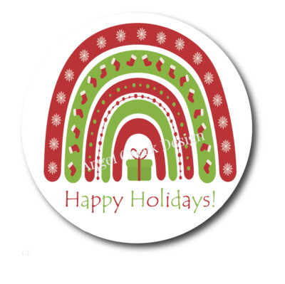 Happy Holidays Rainbow Labels Scrapbook Stickers Christmas Holiday ...