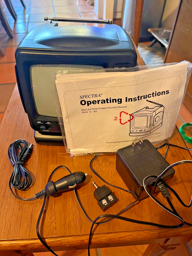 Spectra 5” Portable Black & White TV 52-BW 3 Way Power | eBay