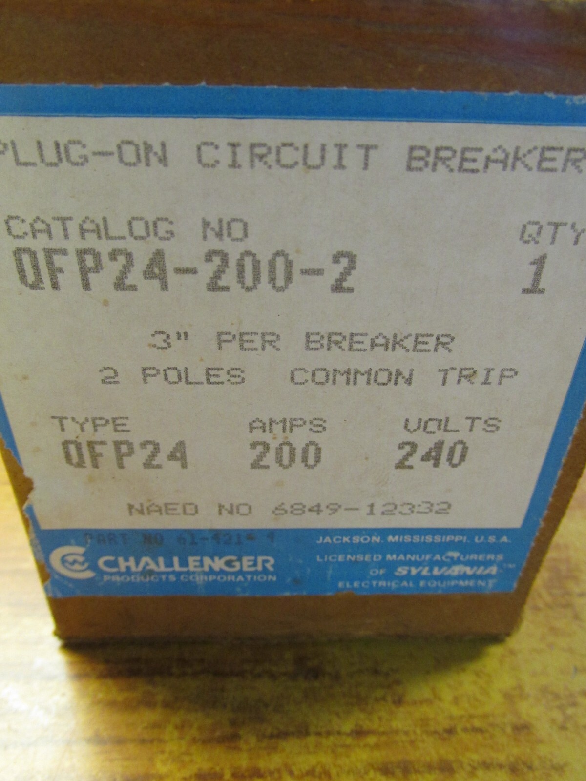 Challenger QF QFP Qfp24-200-2 QFP242002 2 Pole 200 Amp 240 V Circuit ...