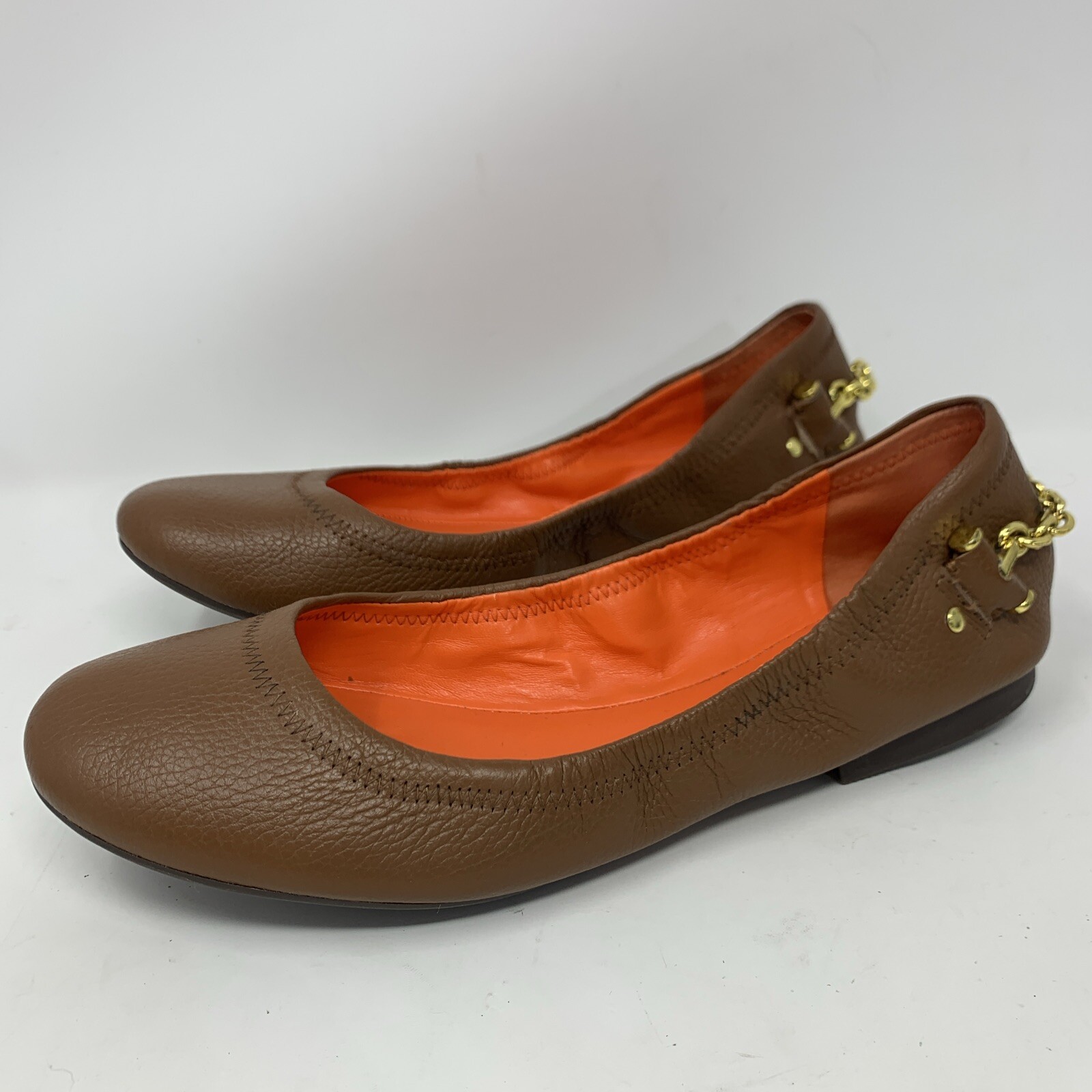 Lauren Ralph Lauren Barb Ballet Flats Cognac Brown Go… - Gem