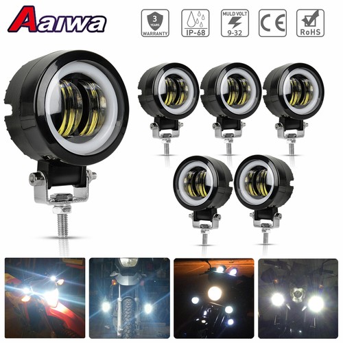 6x 3 inch White Blue Round LED Work Light Spot Pods Off Road Driving ...
