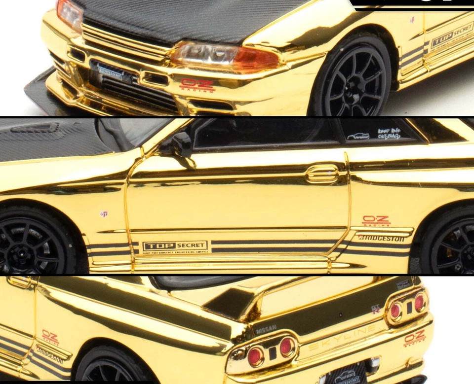1:64 Nissan Skyline GT-R (R32) TOP SECRET -- Chrome Gold -- INNO64 Expo ...