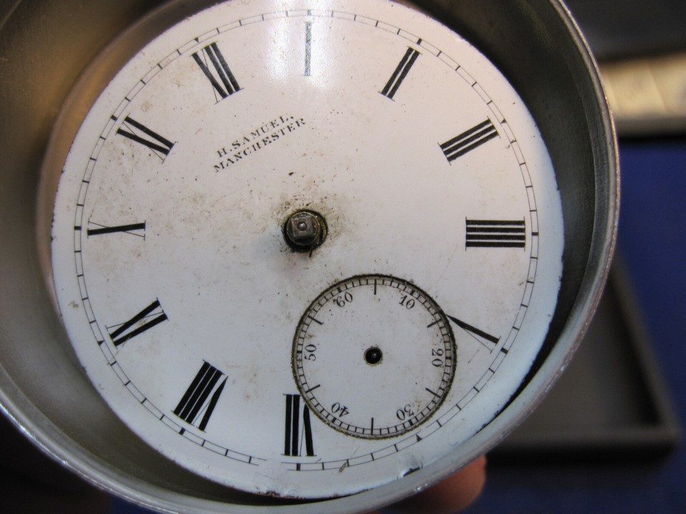 43mm H Samuel Manchester key wind pocket watch movement w good staff | eBay