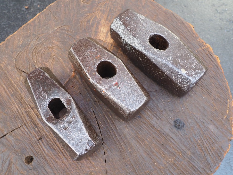 BIG 3PC BLACKSMITH SLEDGE HAMMER STRIKERS LOT RR VINTAGE ANTIQUE KNIFE ...