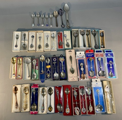 Souvenir Spoons Large Lot of 46 Spoons From USA & Around the World ...