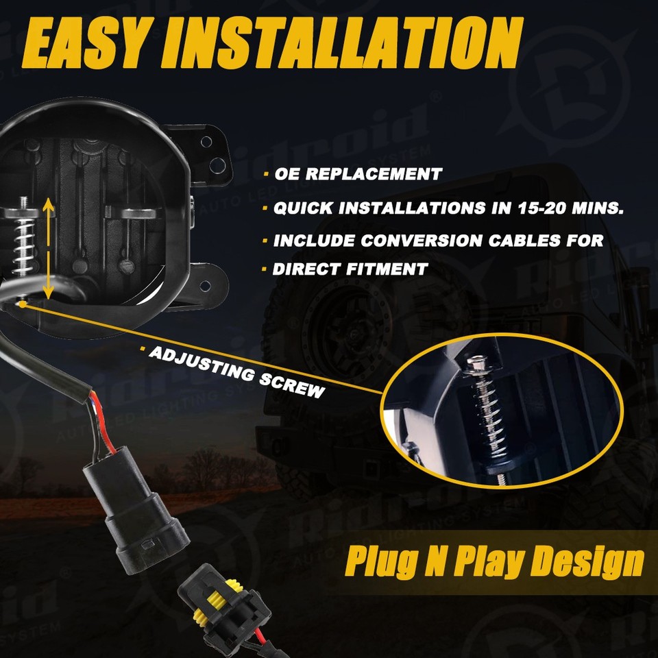 NEW 7" LED Headlights + 4" LED Fog Light Set For Jeep Wrangler JK JKU ...