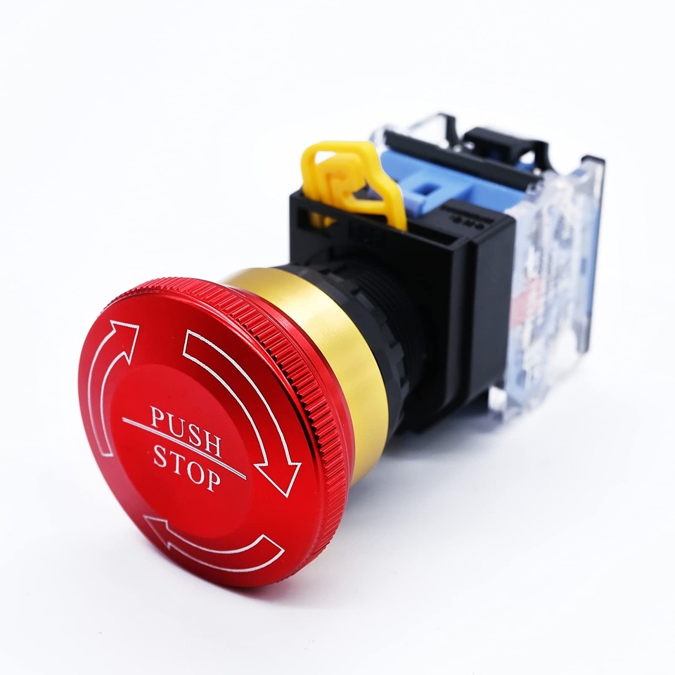 mxuteuk 22mm Metal Latching Emergency Stop Push Button Switch e Stop ...