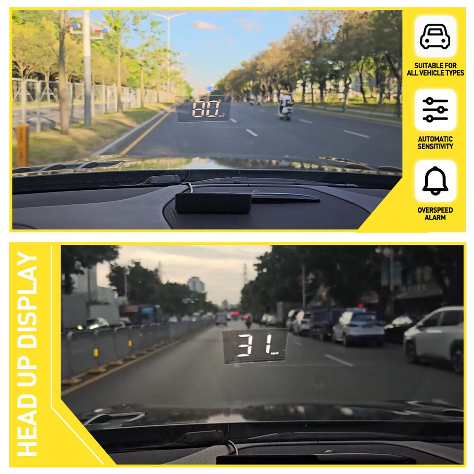 Universal Car Digital Speed HUD KMH Odometer Display GPS Head Up ...