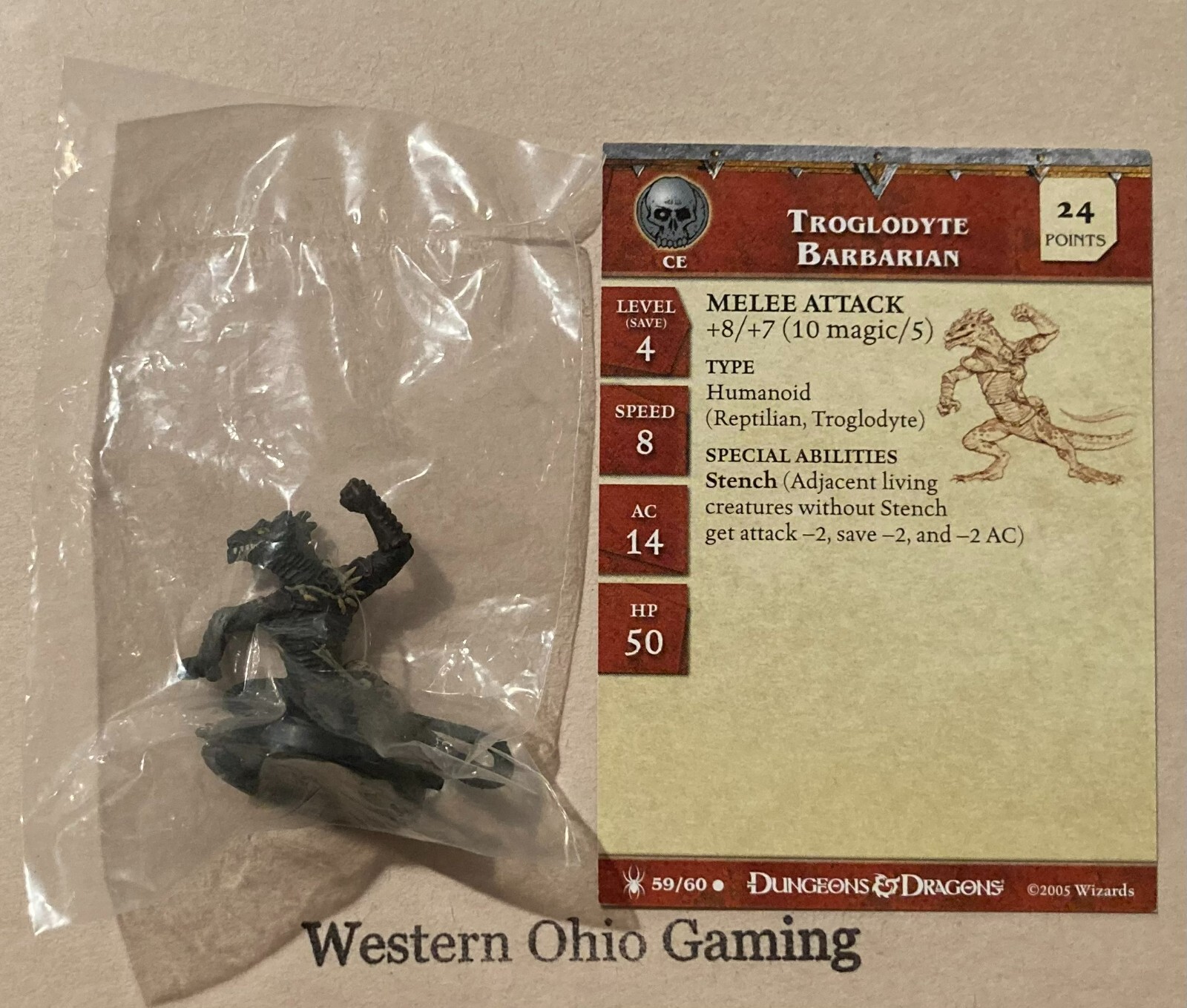 D&D Miniatures Troglodyte Barbarian #59/60 NEW NIB Underdark Dungeons ...