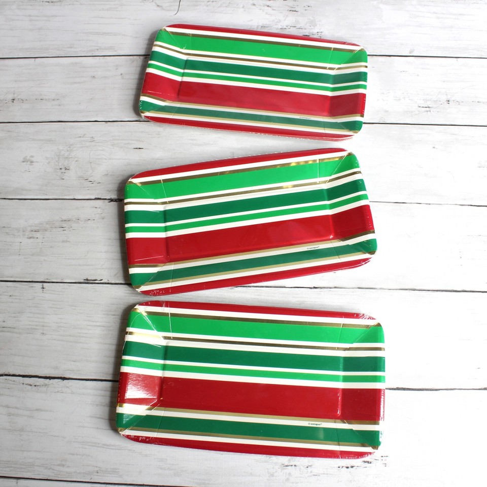 Unique Dessert Snack Paper Plates Lot Christmas Red Green Metallic Gold ...