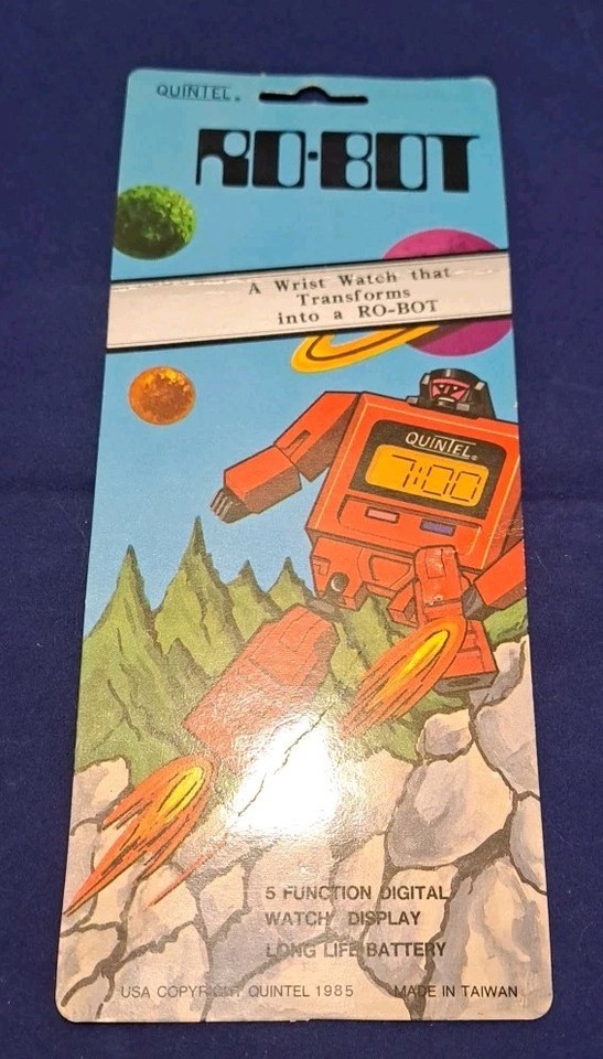 Vintage 1985 Quintel Transforming Robot Watch Original Package ...