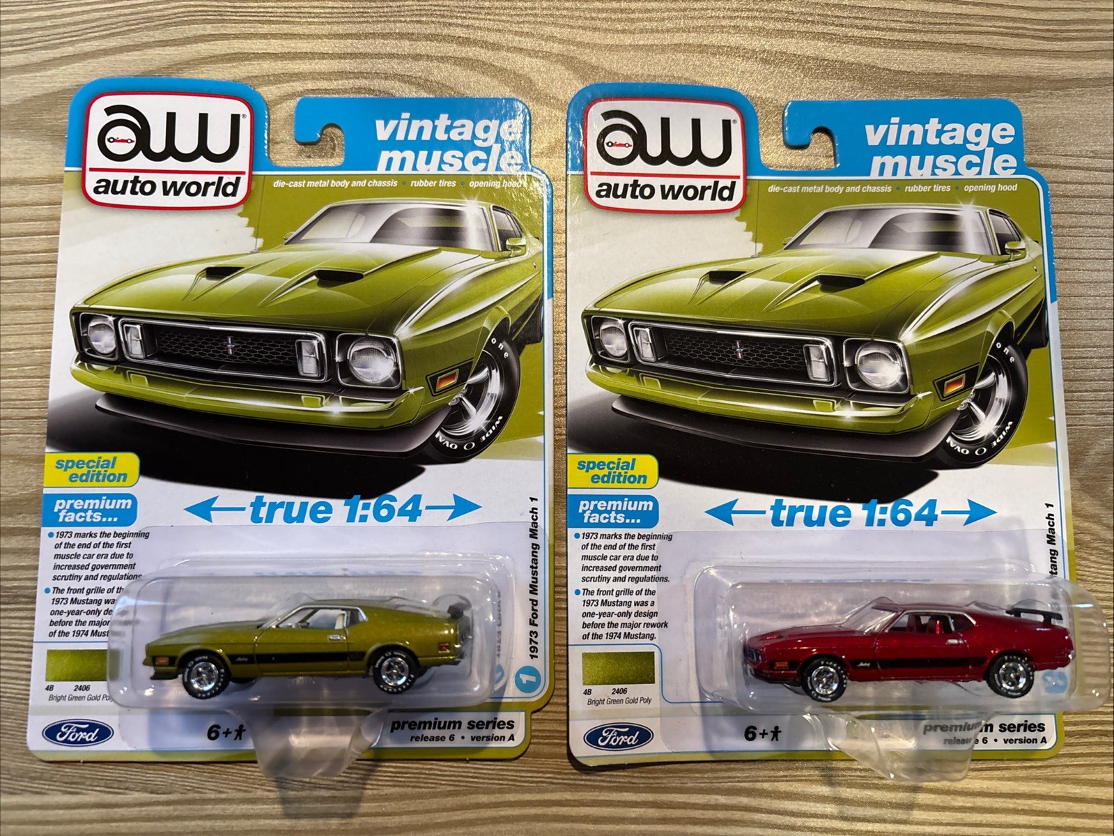 Auto World Ultra Red Vintage Muscle 1973 Ford Mustang Mach 1 + Mainline ...
