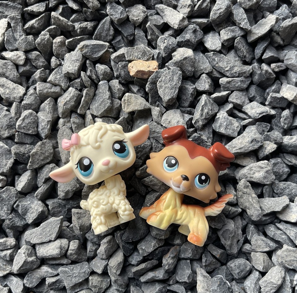 2Pc Little Pet Shop LPS Sheep Collie Dog Toy Collectible Figure Pet Kid ...