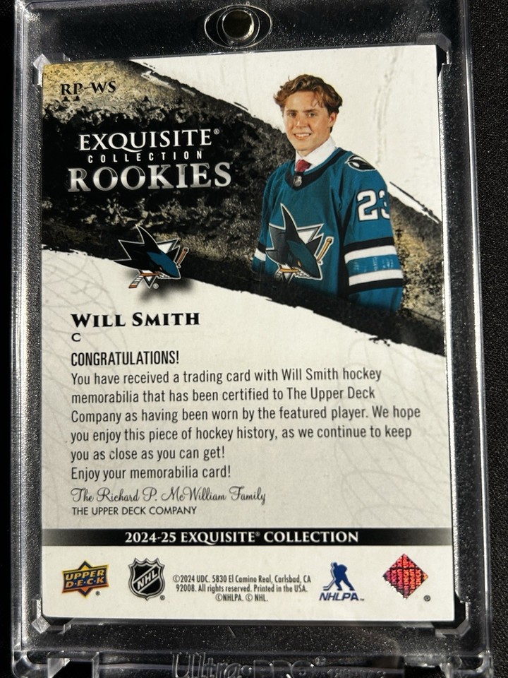 2024-25 Exquisite Collection Will Smith Rookie Patch 36/99 Sharks | eBay