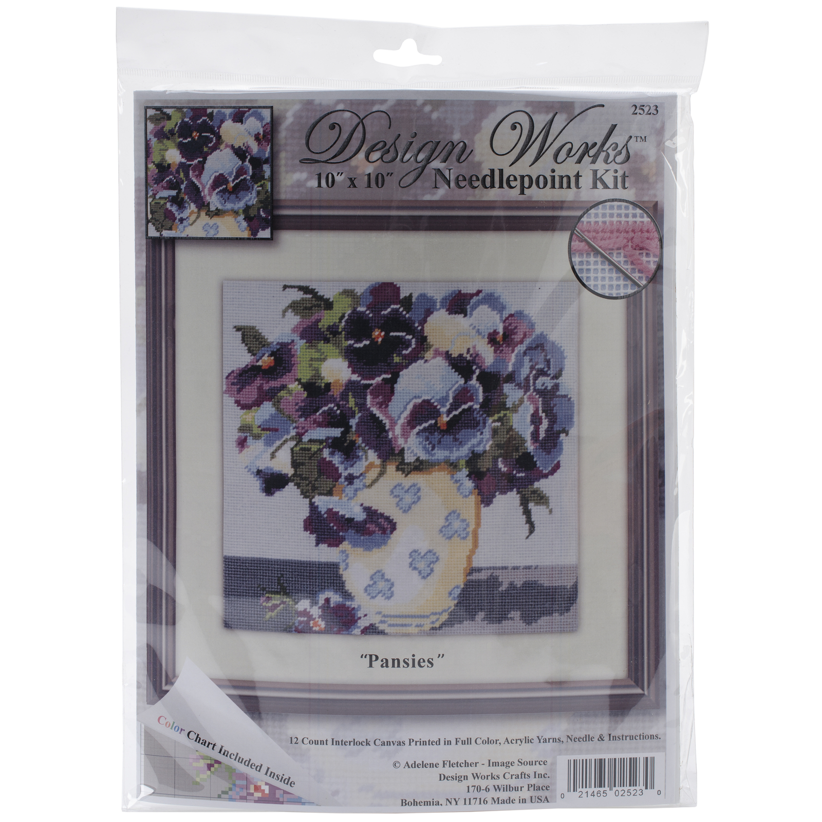 Design Works Needlepoint Kit 10"X10"-Pansies-Stitched In Yarn | eBay