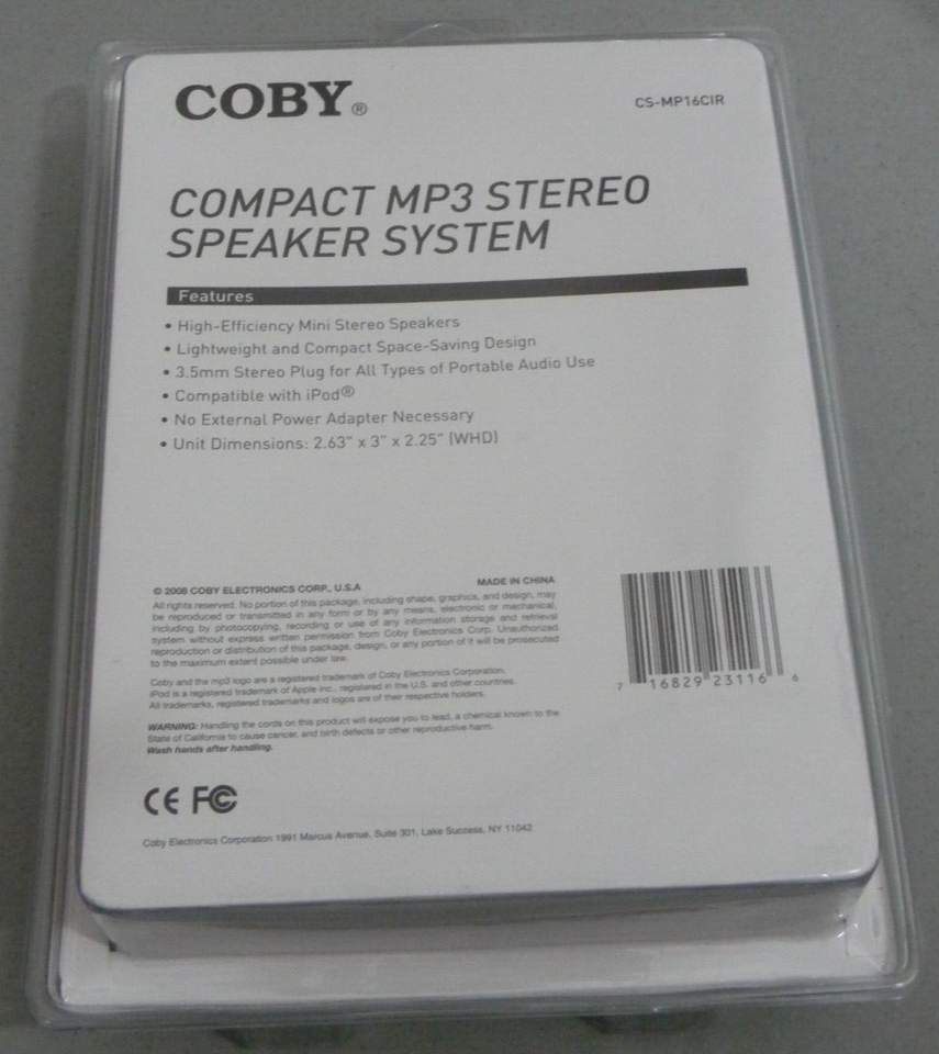 COMPACT MP3 STEREO SPEAKER SYSTEM W/ INTERCHANGEABLE COVERS NEW COBY CS ...