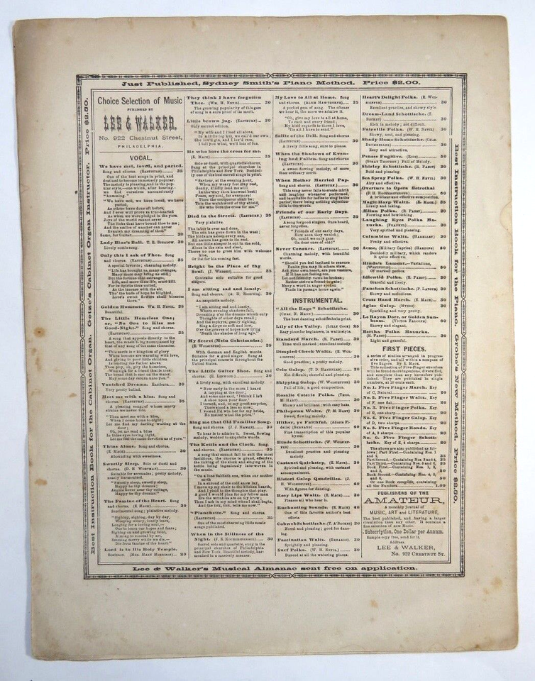 Antique Sheet Music Bravo Schottische Eastburn Lee And Walker ...