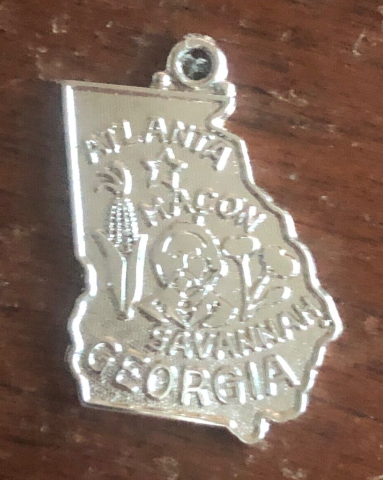 Vintage Sterling Silver Georgia State Map Shiny Charm JMF | eBay