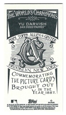 2021 Topps Allen & Ginter Mini Yu Darvish NNO - 50 Made | eBay