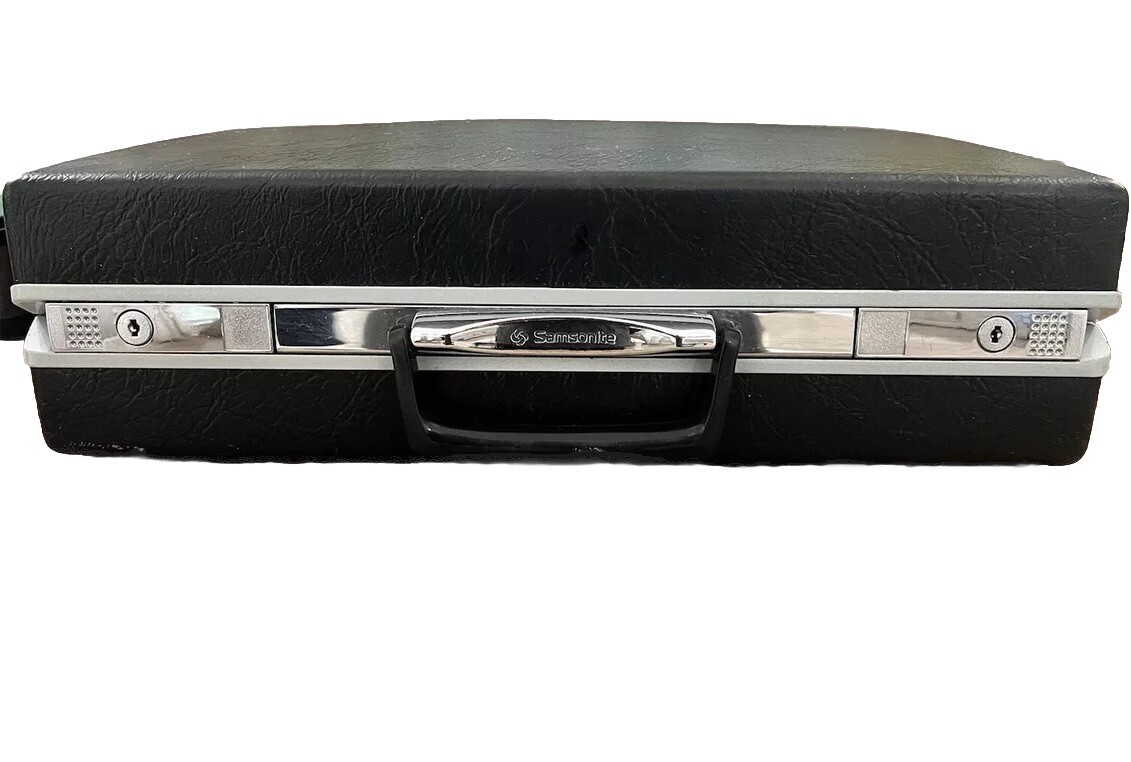 Vintage Samsonite Black Briefcase With Key – Retro Hard Shell Bag ...