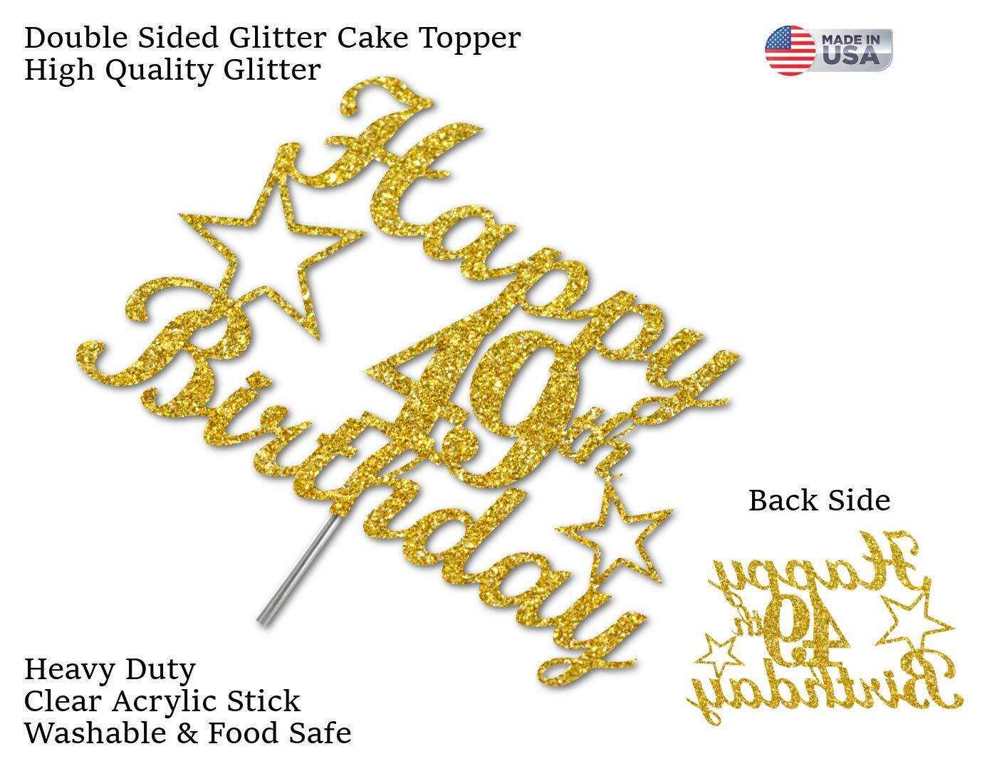49 Birthday Cake Topper Gold Glitter, 49th Party Decoration Ideas | eBay