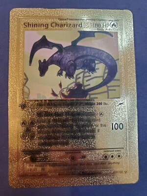 Near Mint 1st Edition Gold Foil Shining Charizard 107/105 Pokemon Card ...